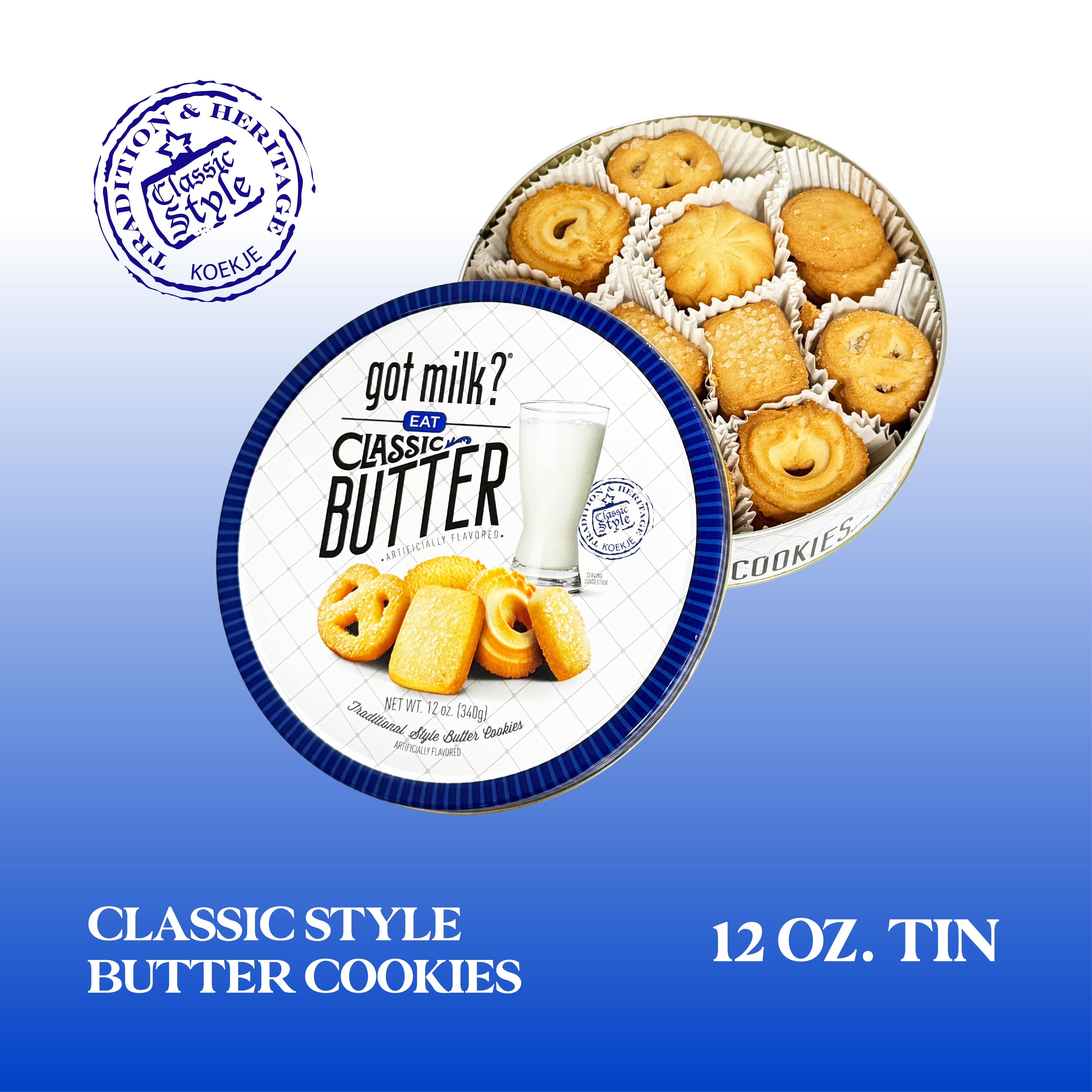 Got Milk? Classic Style Butter Cookies, Embossed Cookie Tin, 12 Oz. (1 ...